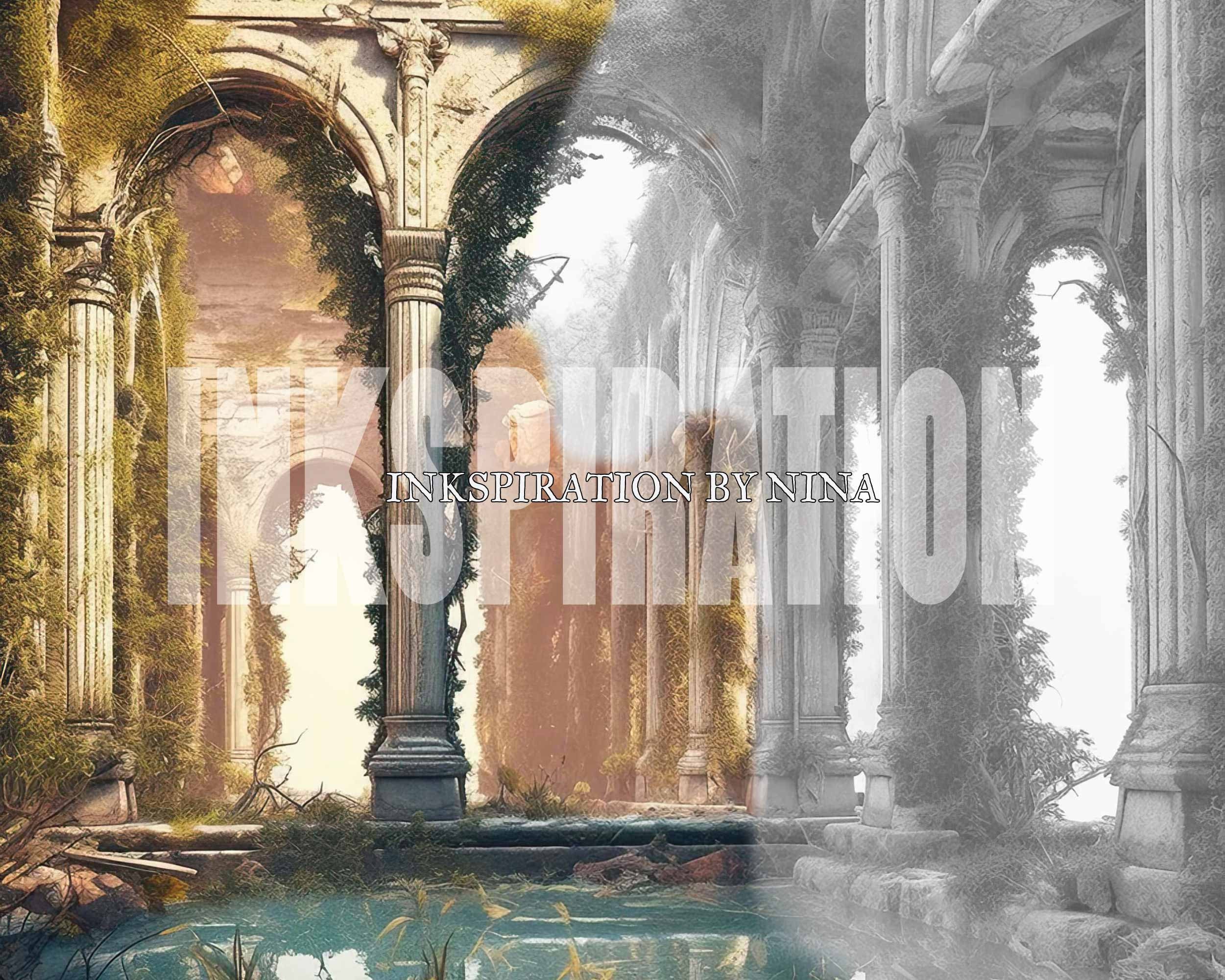 Abandoned Ruins | 20 Coloring Pages A4 Size | Premium Printable Adult ...