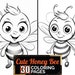 Cute Little Honey Bee Coloring Book, 30 Detail Greyscale Adult & Kids ...