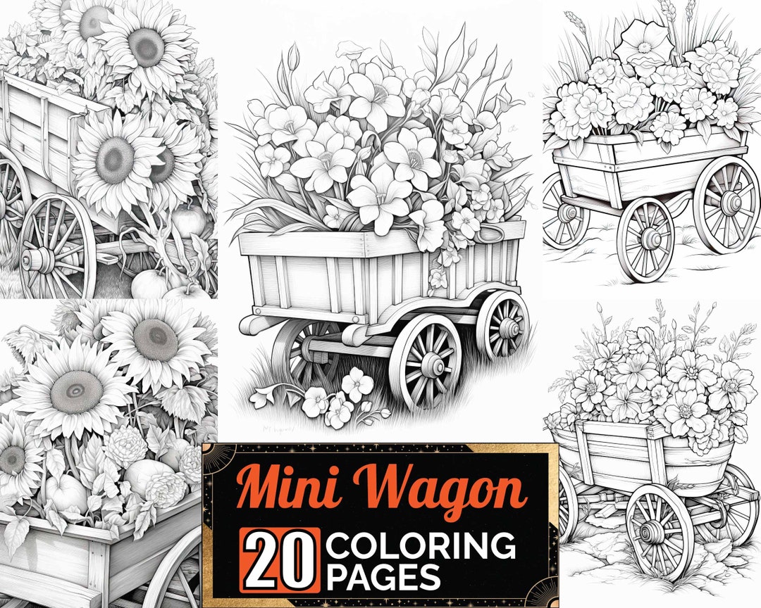 Mini Flower Wagon Coloring Pages, 20 Premium Adult & Kid Coloring ...