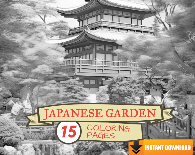 Japanese Castle Garden Coloring Pages, 15 Premium Coloring Sheets ...