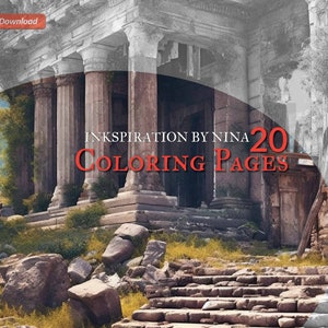 Abandoned Ruins | 20 Coloring Pages A4 Size | Premium Printable Adult ...