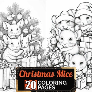 Christmas Mice Presents Coloring Book, 20 Premium Adult Kids Winter ...