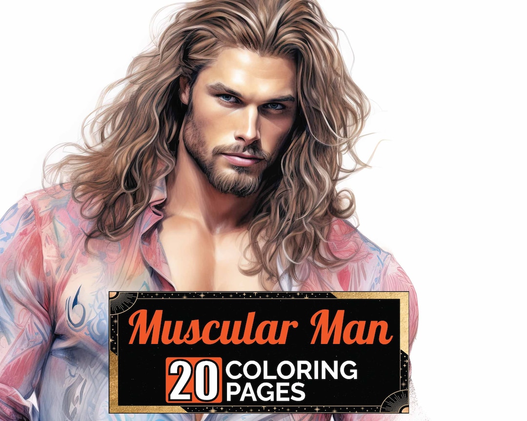 Muscular Long Haired Man Coloring Pages, 20 Premium Coloring Sheets ...