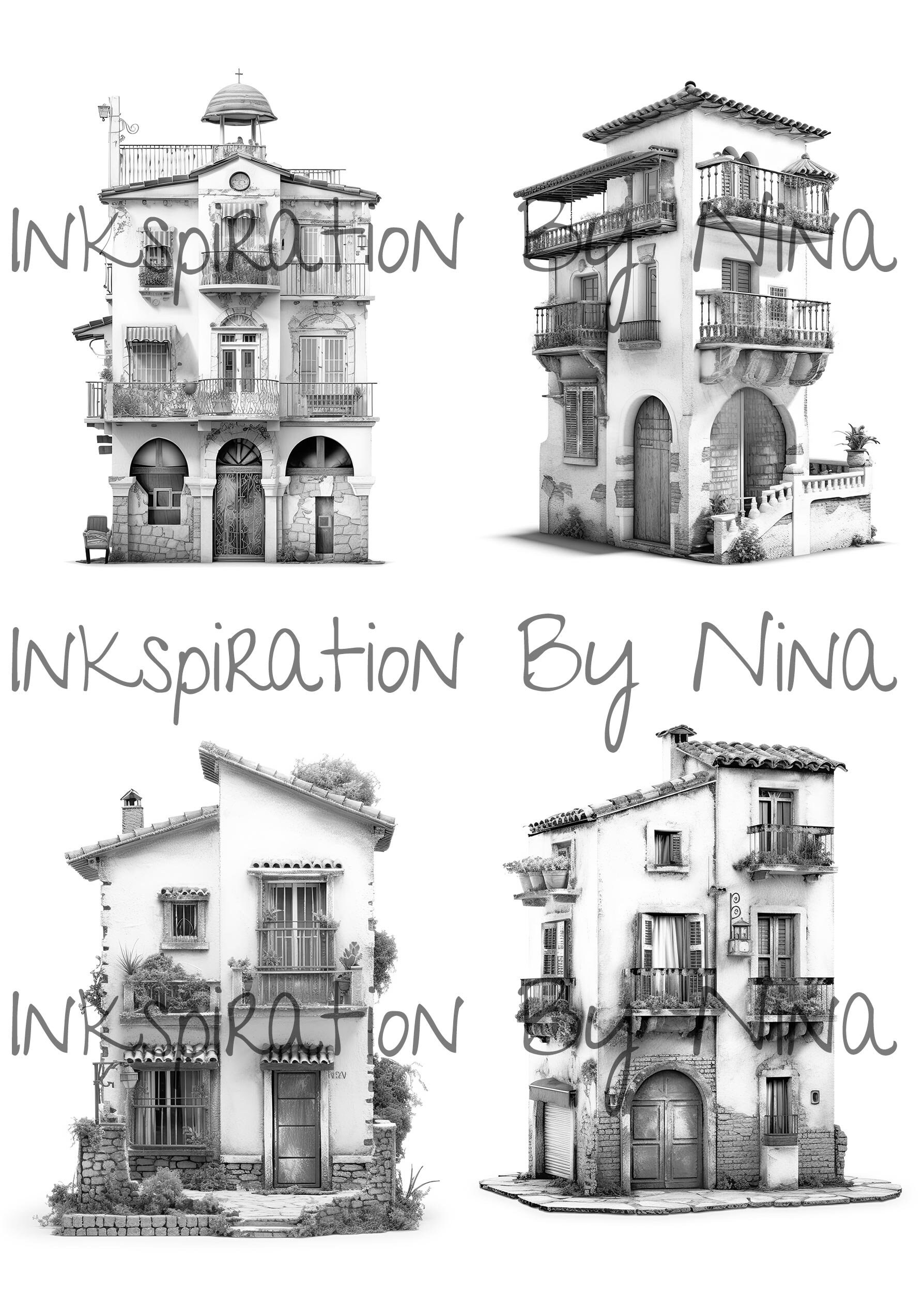 Spanish House Architecture Coloring Pages, 24 Premium Coloring Sheets ...