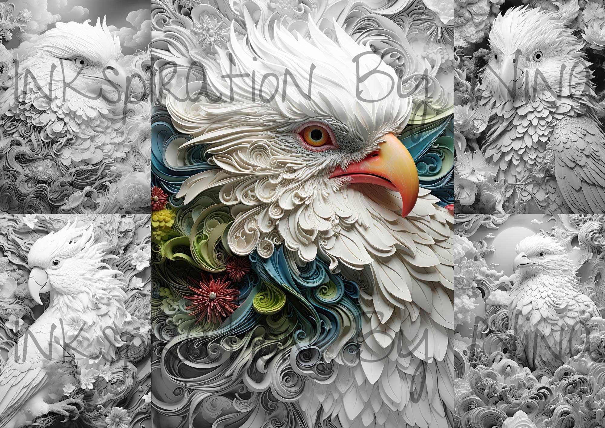 Sculpted Kakapo Bird Coloring Pages, 20 Premium Adult Coloring Sheets ...