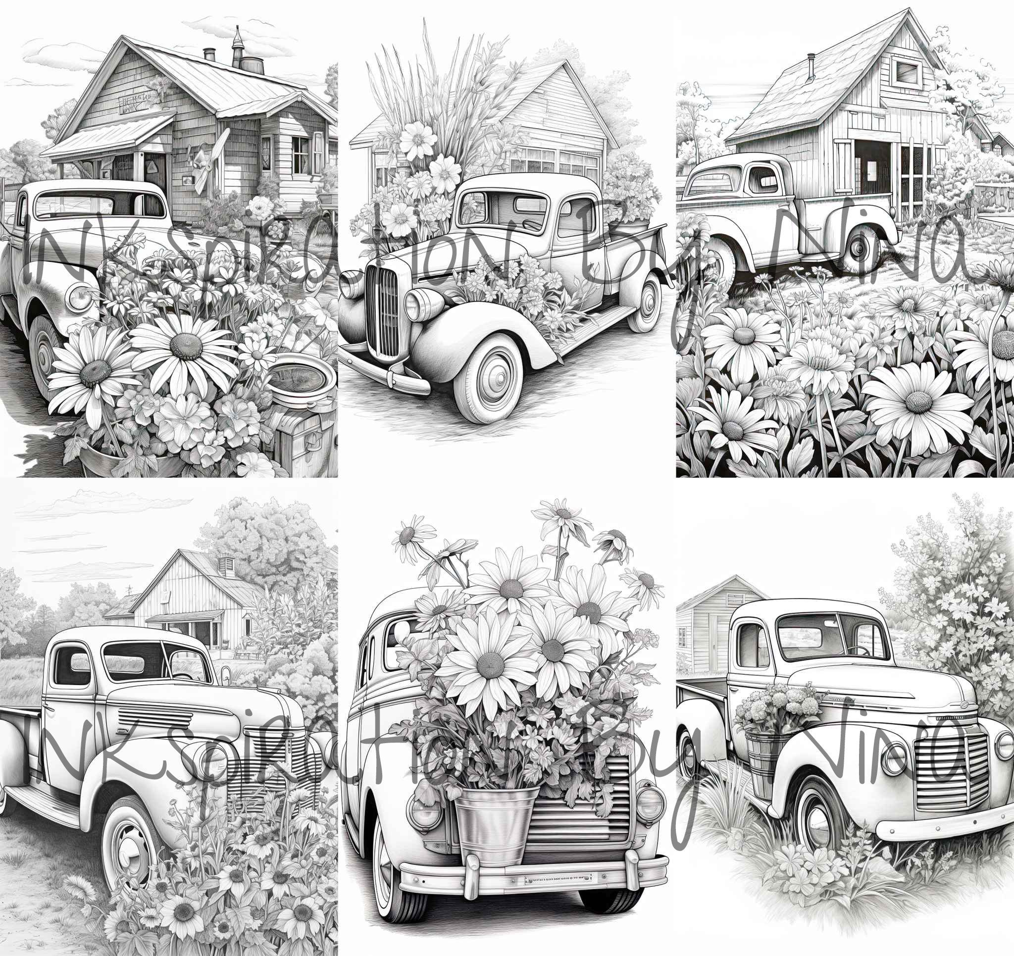 Nostalgic Countryside Life Coloring Book, 24 Adult & Kids Detail Life ...