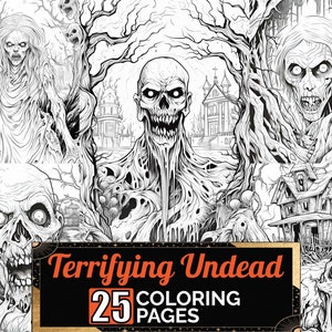 Terrifying Undead Zombies Halloween Coloring Pages, 25 Premium Adult ...