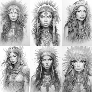 Native American Woman Coloring Pages, 20 Premium Coloring Sheets, Adult ...