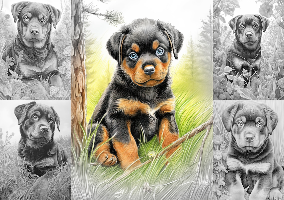 Rottweiler Outdoors Coloring Pages 20 Premium Coloring - Etsy