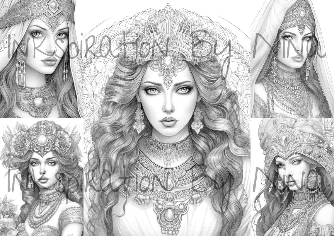 Arabic Princess Coloring Book 20 Premium Adult Kids Beautiful - Etsy