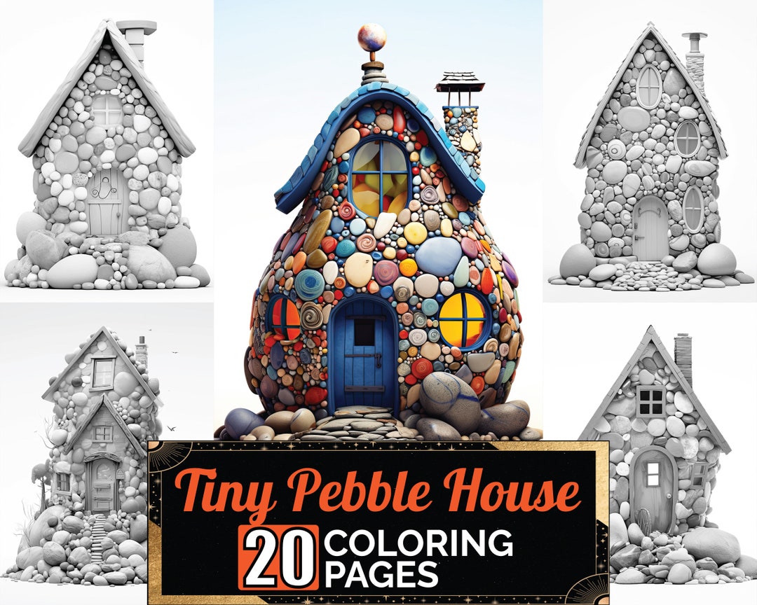 Tiny Pebble House Coloring Book, 20 Detail Greyscale Adult & Kids ...