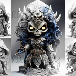 Chibi Cute Undead Skeleton Coloring Pages, 20 Premium Coloring Sheets ...