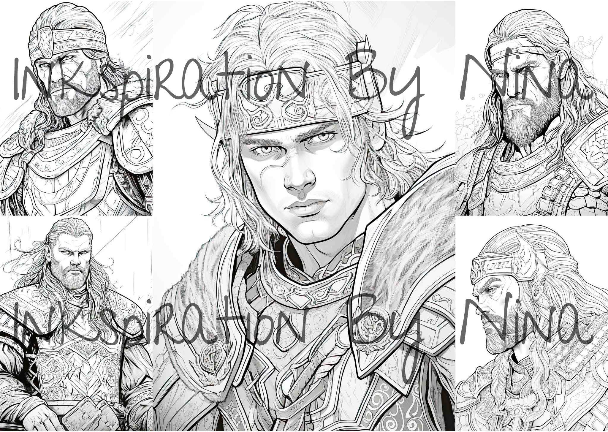 Ivar the Boneless Viking Coloring Book, 16 Detail Greyscale Adult ...