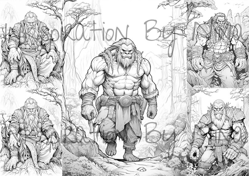 Forest Orc Coloring Pages 20 Premium Adult Coloring Sheets - Etsy
