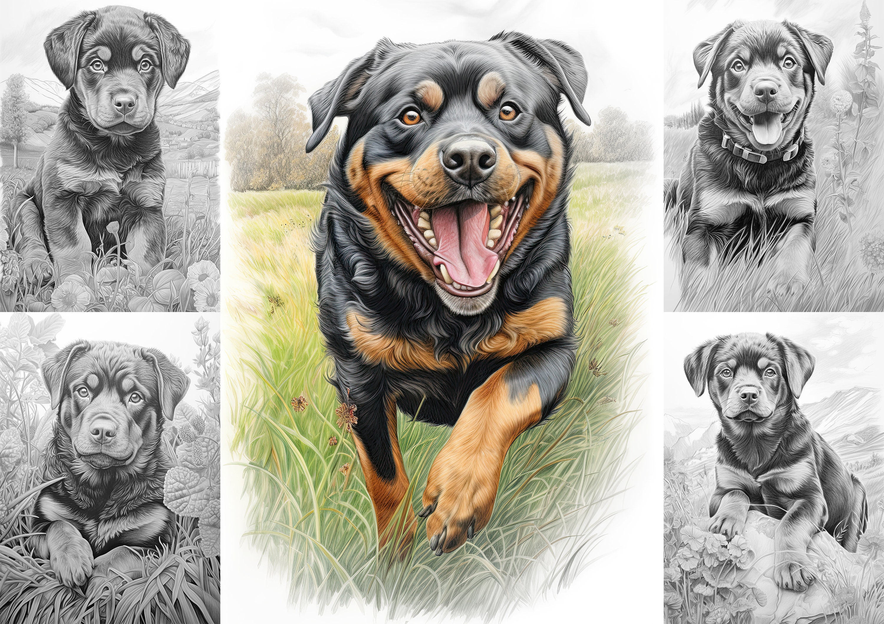 Rottweiler Outdoors Coloring Pages 20 Premium Coloring - Etsy