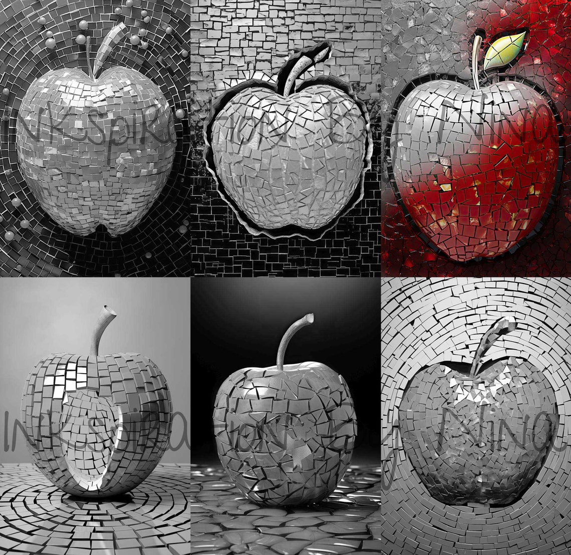 Mosaic Apple Coloring Pages 24 Premium Coloring Sheets - Etsy