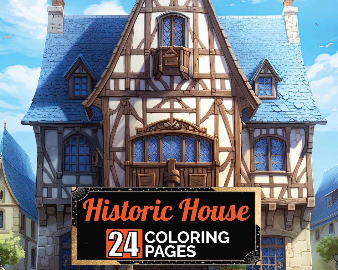 Historic House Architecture Coloring Pages, 24 Premium Coloring Sheets ...