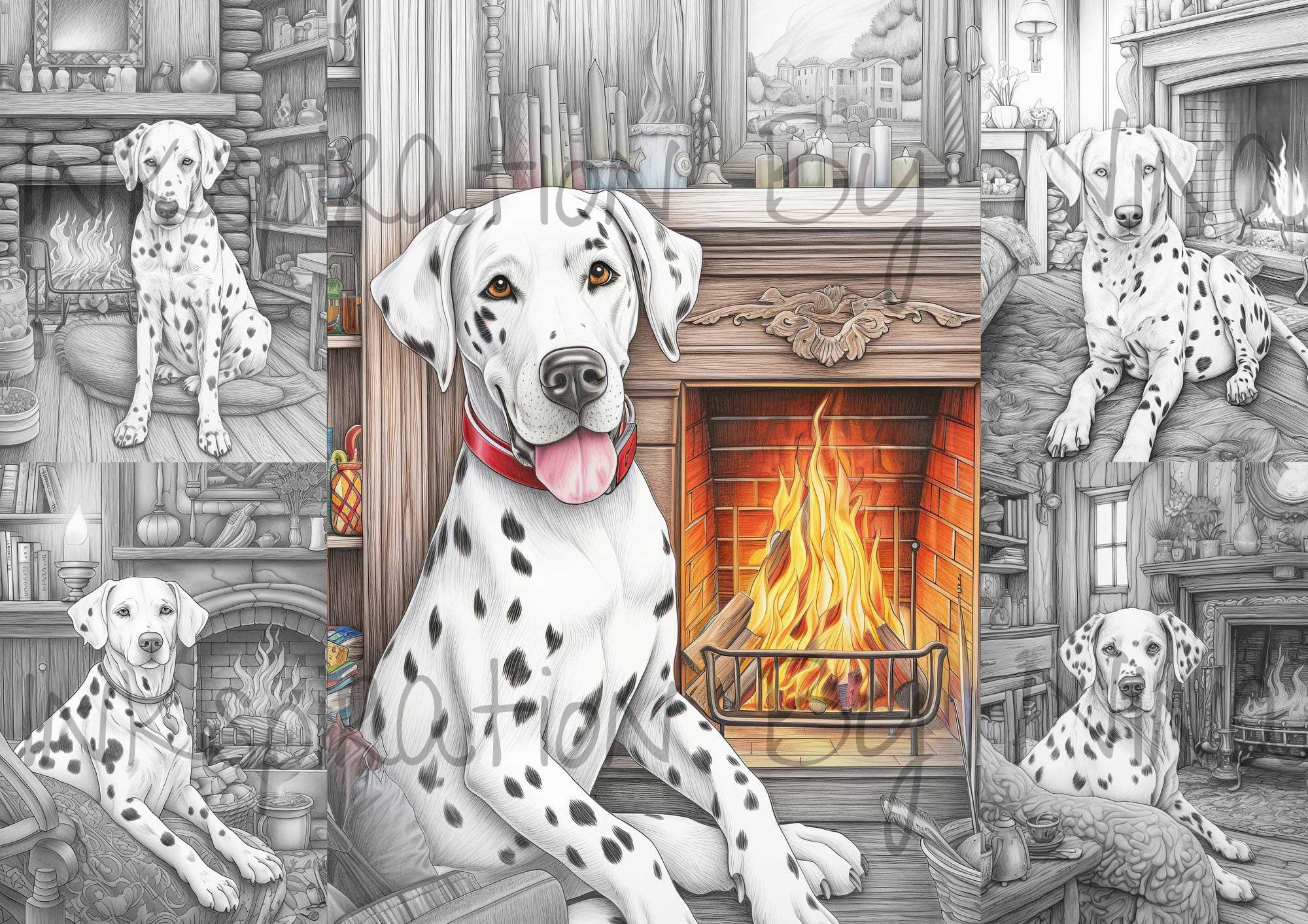 Dalmatian in A Cozy Room Coloring Pages, 20 Premium Coloring Sheets ...