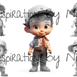 Cute Farmer Countryside Boy Coloring Book, 16 Detail Greyscale Adult ...