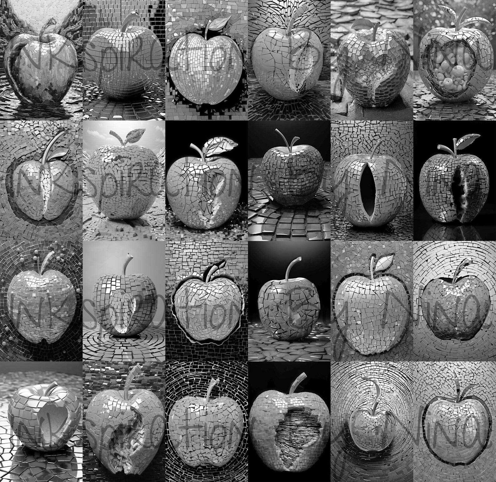 Mosaic Apple Coloring Pages 24 Premium Coloring Sheets - Etsy