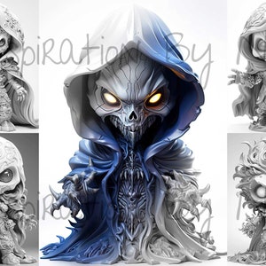 Chibi Cute Undead Skeleton Coloring Pages, 20 Premium Coloring Sheets ...