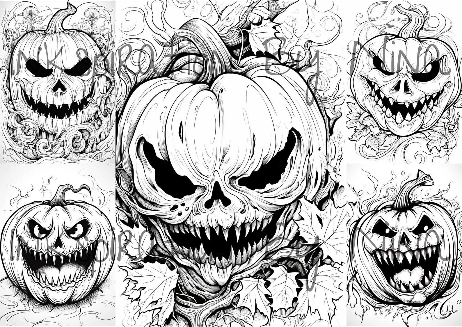 Scary Pumpkin Coloring Pages, 25 Premium Adult & Kids Halloween Scene ...