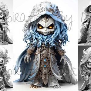 Chibi Cute Undead Skeleton Coloring Pages, 20 Premium Coloring Sheets ...