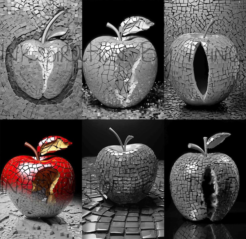 Mosaic Apple Coloring Pages 24 Premium Coloring Sheets - Etsy