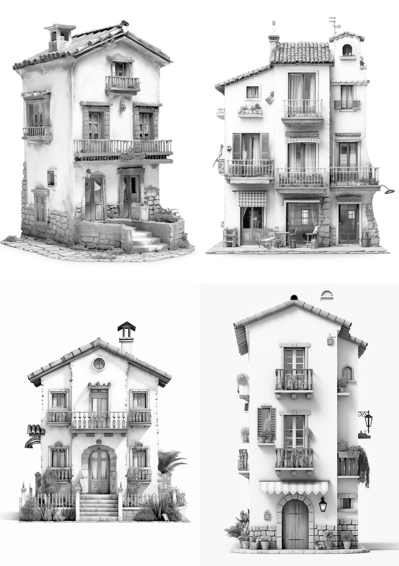 Spanish House Architecture Coloring Pages 24 Premium Coloring - Etsy