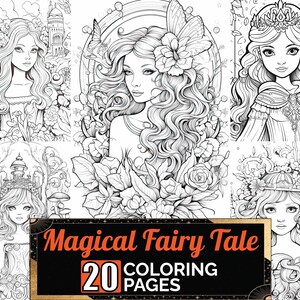 Magical Fairy Tale Girl Coloring Pages, 20 Premium Adult & Kids ...