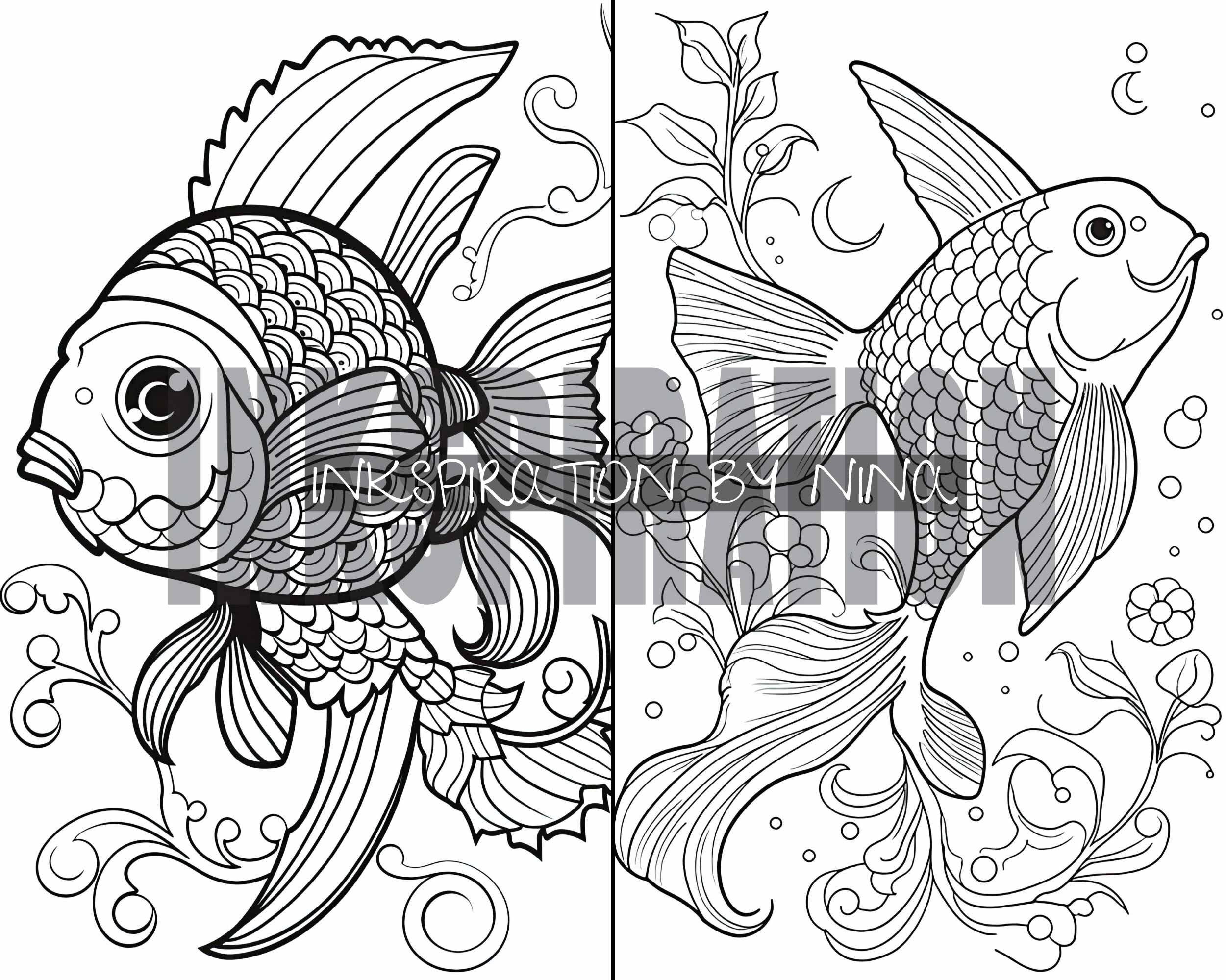 Cute Goldfish Coloring Pages, 26 Premium Coloring Sheets, Coloring Book ...