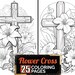 Flower Cross Coloring Book, 25 Detail Greyscale Adult & Kids Floral ...
