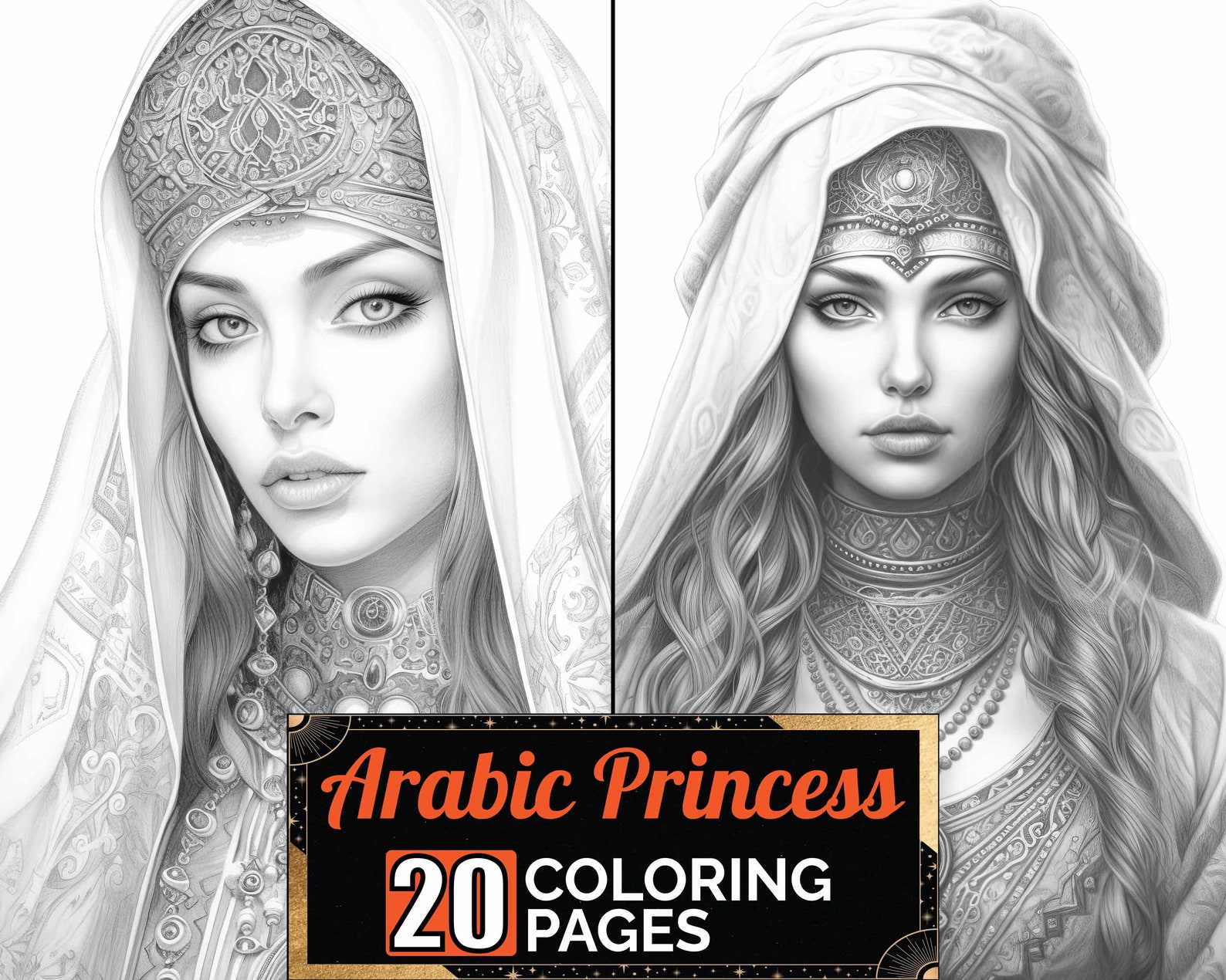 Arabic Princess Coloring Book 20 Premium Adult Kids Beautiful - Etsy