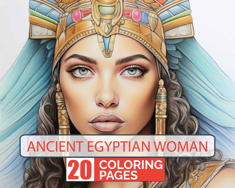 Ancient Egyptian Woman Coloring Book, 20 Premium Coloring Sheets, Adult ...