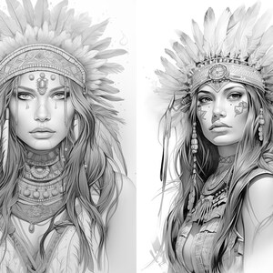 Native American Woman Coloring Pages, 20 Premium Coloring Sheets, Adult ...