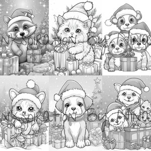 Cute Animals With Gifts Coloring Book, 24 Premium Adult & Kids Winter ...
