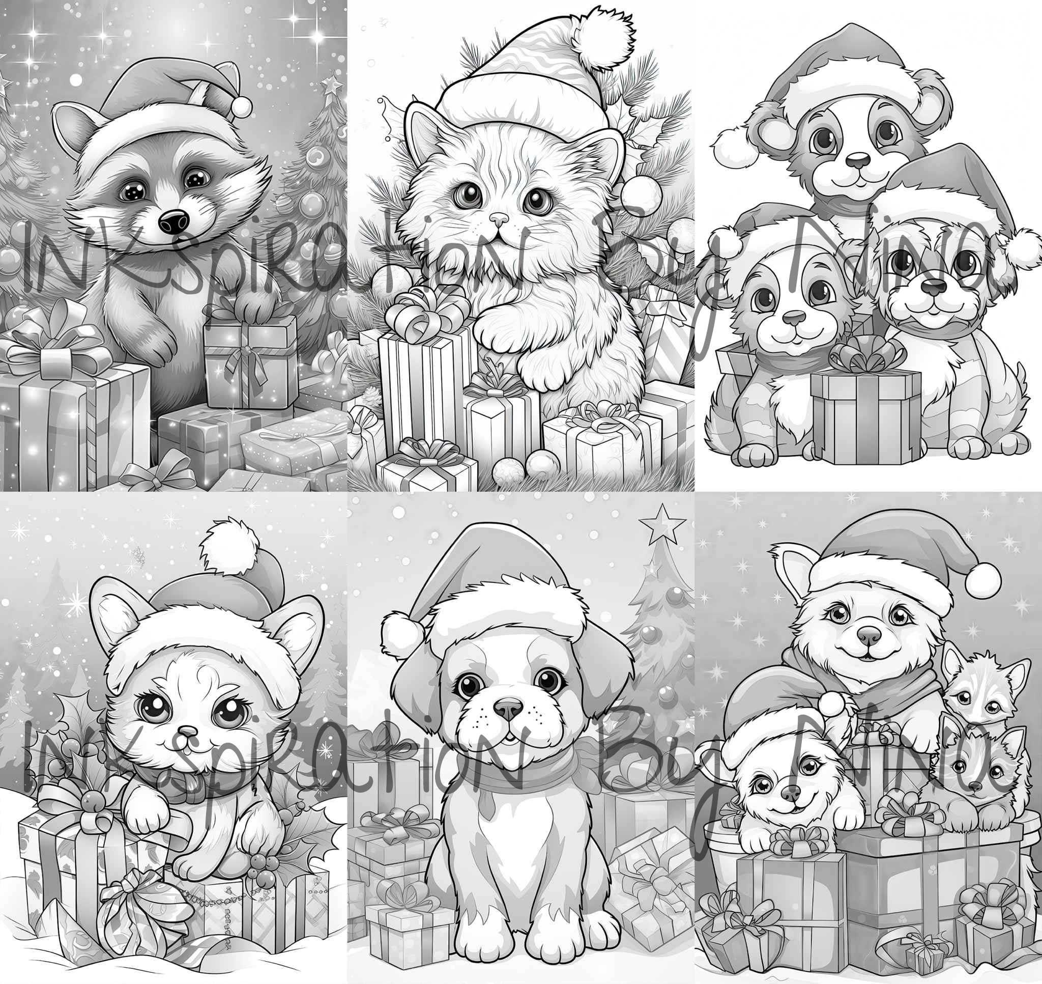 Cute Animals With Gifts Coloring Book 24 Premium Adult & Kids - Etsy