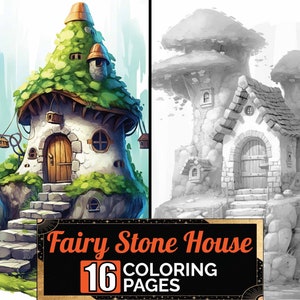 Fairy Stone House Coloring Pages, 16 Premium Coloring Sheets, Adult ...