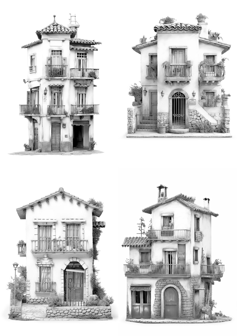Spanish House Architecture Coloring Pages 24 Premium Coloring - Etsy