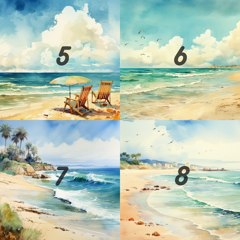 Beach Watercolor Digital Art *INSTANT DOWNLOAD* - Etsy