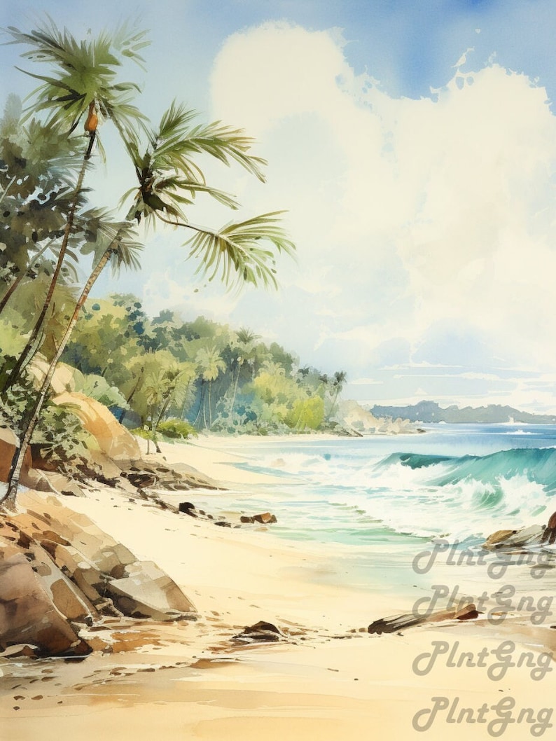 Beach Watercolor Digital Art *INSTANT DOWNLOAD* - Etsy