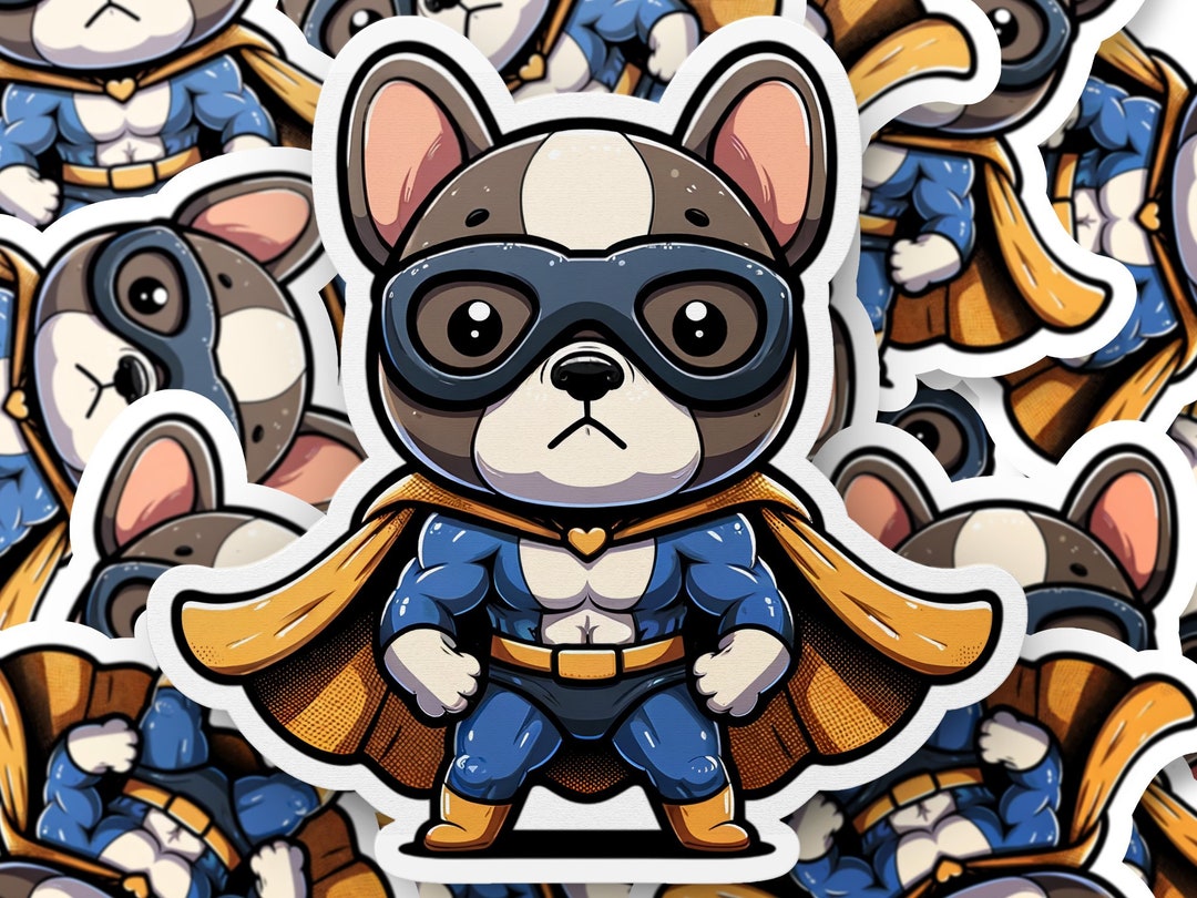 Superhero Themed French Bulldog Sticker, Cool Frenchie Sticker,frenchie ...