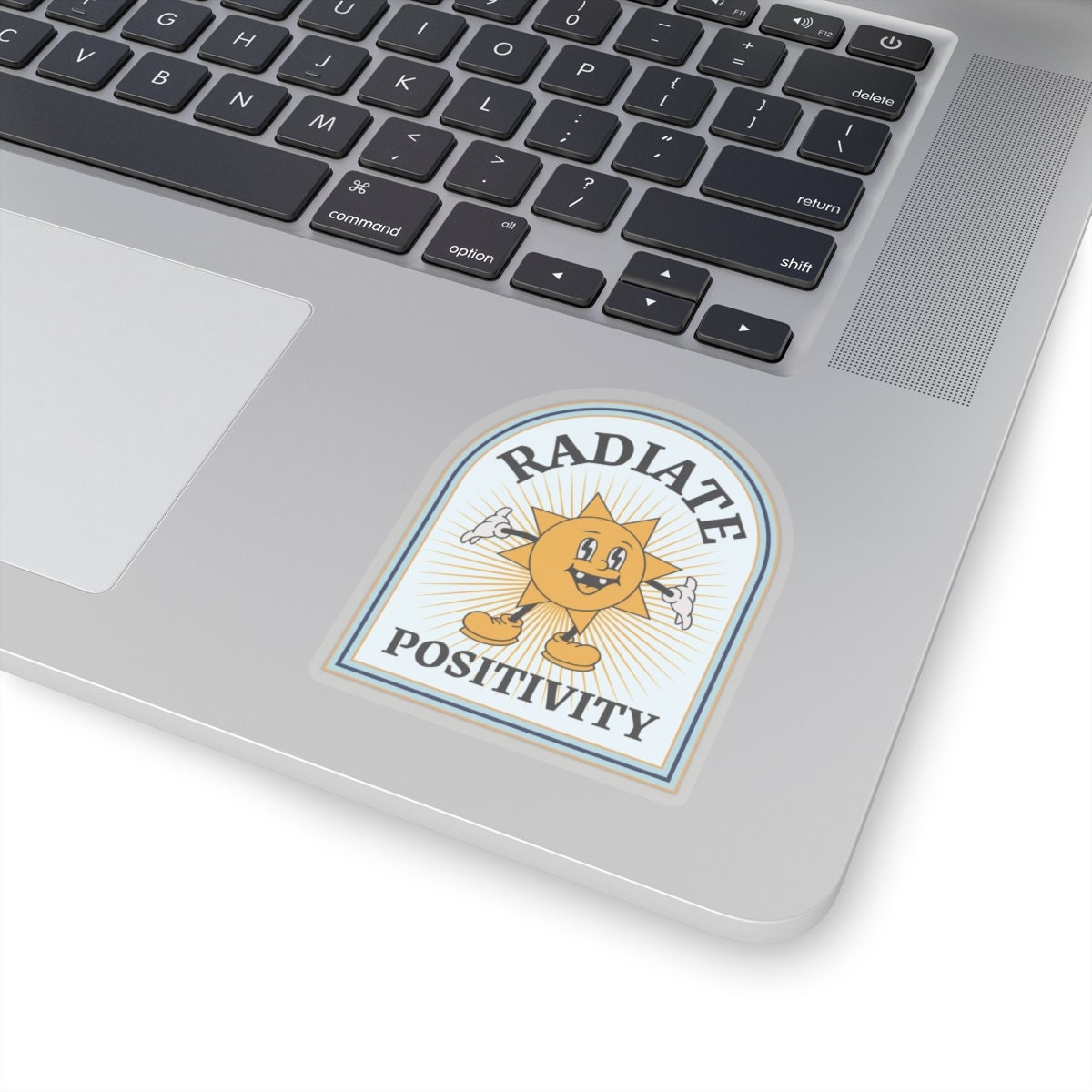 Radiate Positivity, Retro Sun Mascot Sticker, Motivational Sticker ...