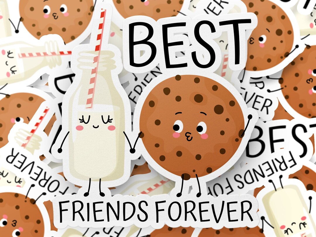 Cute Milk and Cookie Sticker, Best Friend Sticker, Gift for Friend ...