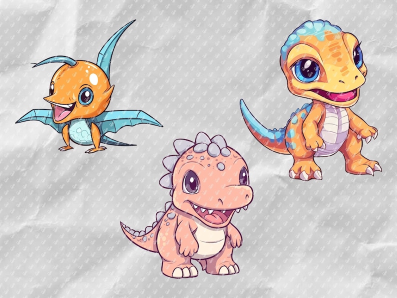 20 Cute Kawaii Dinosaurs, 400 Dpi Transparent Png and Svg Files for ...