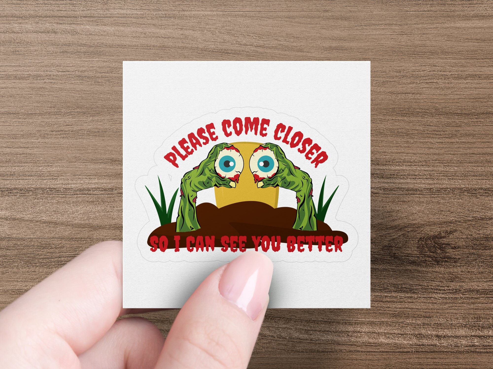 Funny Undead Sticker, Grave Sticker, Zombie Eye Sticker, Sticker Gift ...