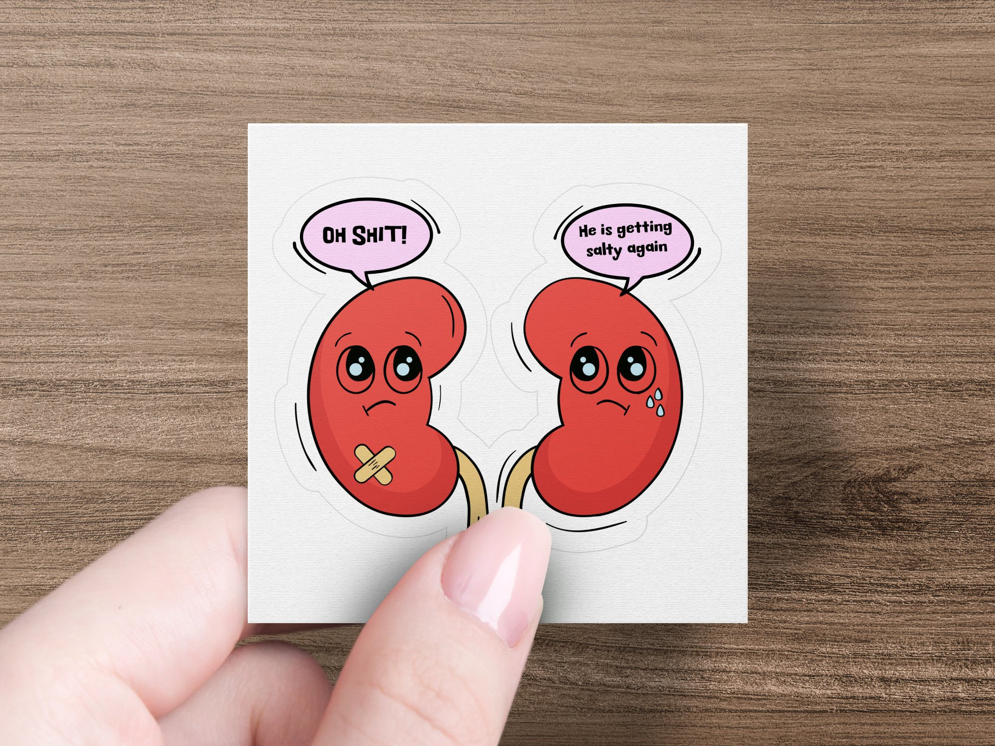 He is Salty, Funny Kidneys Sticker, Renal Sticker, Sarcastic Anatomy ...