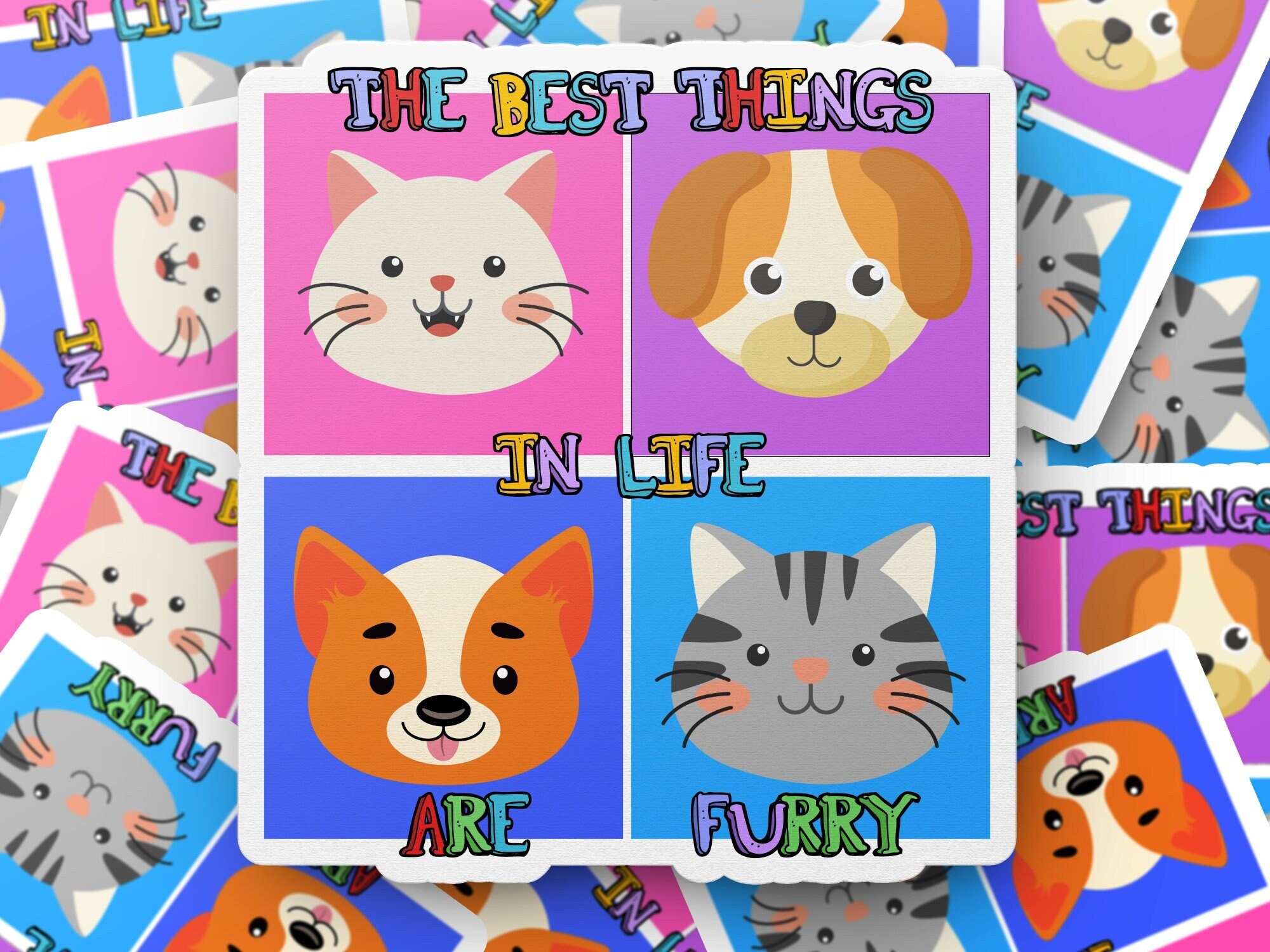 The Best Things in Life Are Furry Kiss Cut Sticekr Cat - Etsy