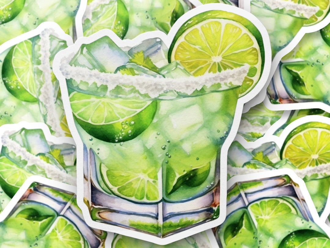 Watercolor Margarita Cocktail Sticker, Cocktail Sticker, Drink Sticker ...