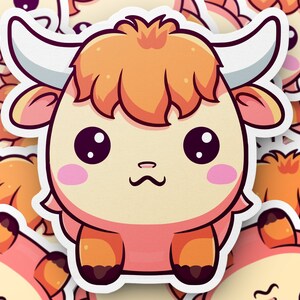 Kawaii Cow Sticker - Cute Animal Decal for Scrapbooking Journaling and ...